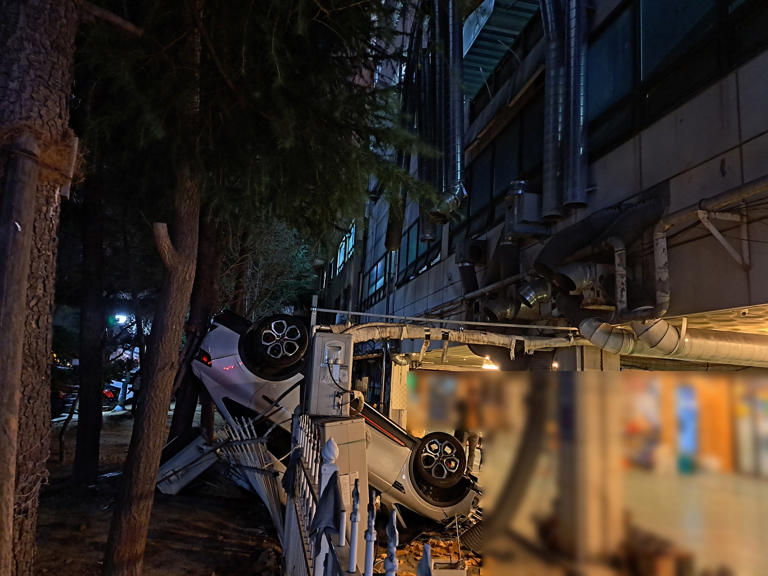 Busan 30s drunk driver crashes through third-floor wall