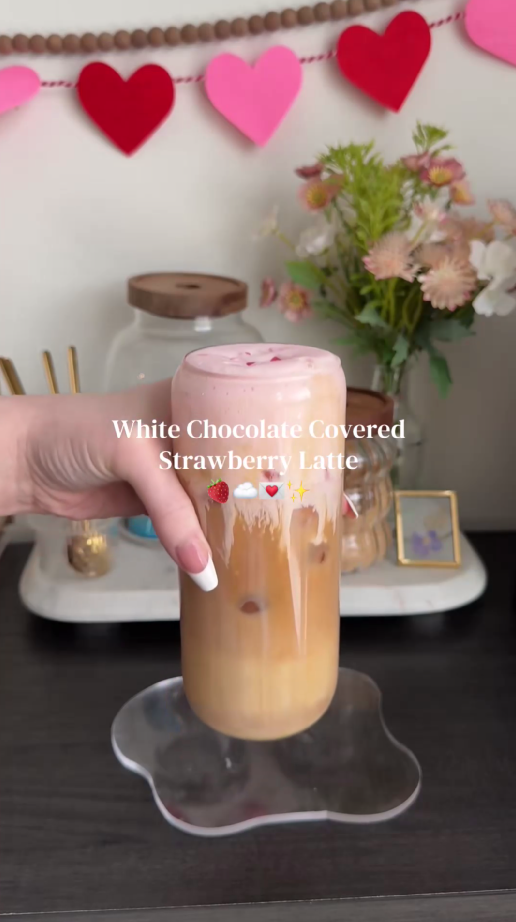 Make this white chocolate strawberry latte today