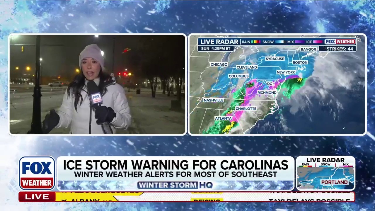 Ice storm warning in effect for the Carolinas