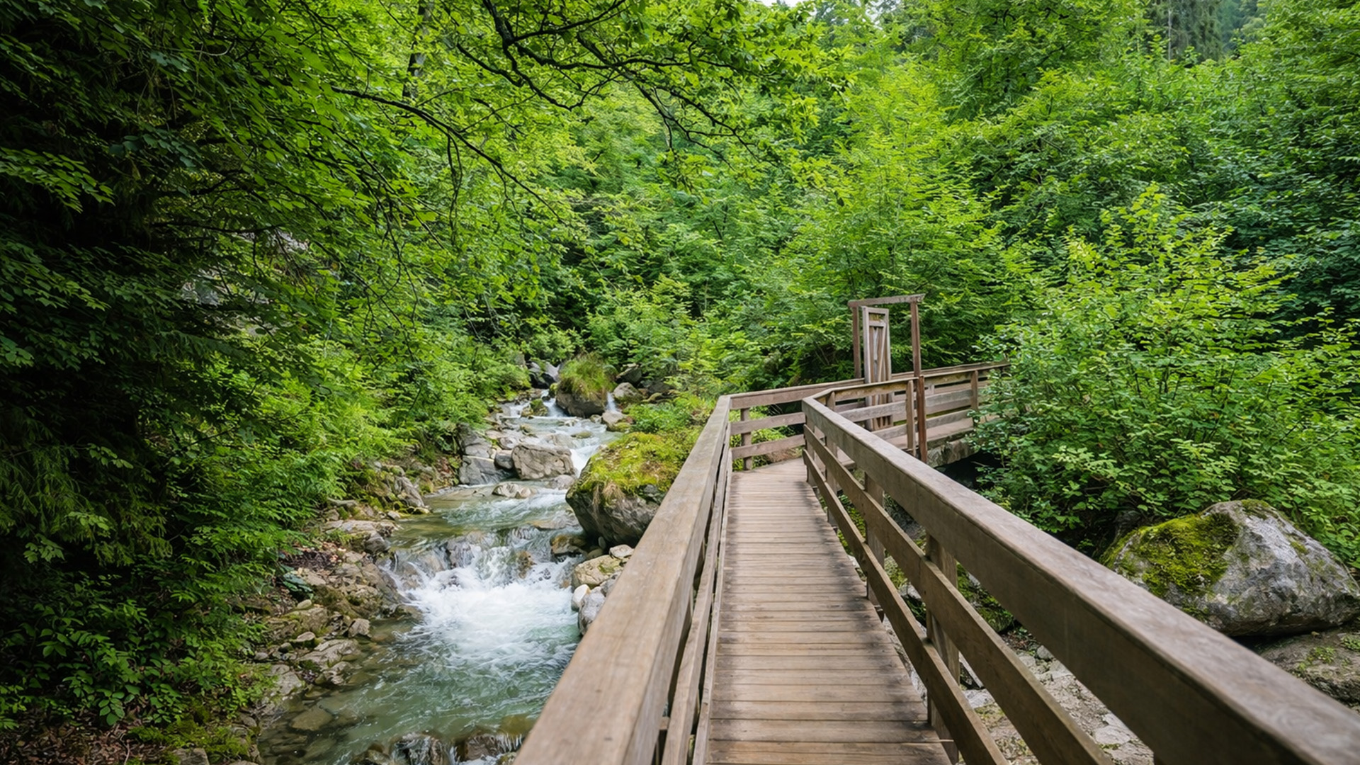 Seisenbergklamm Austria scenic walk through narrow gorge (4K)