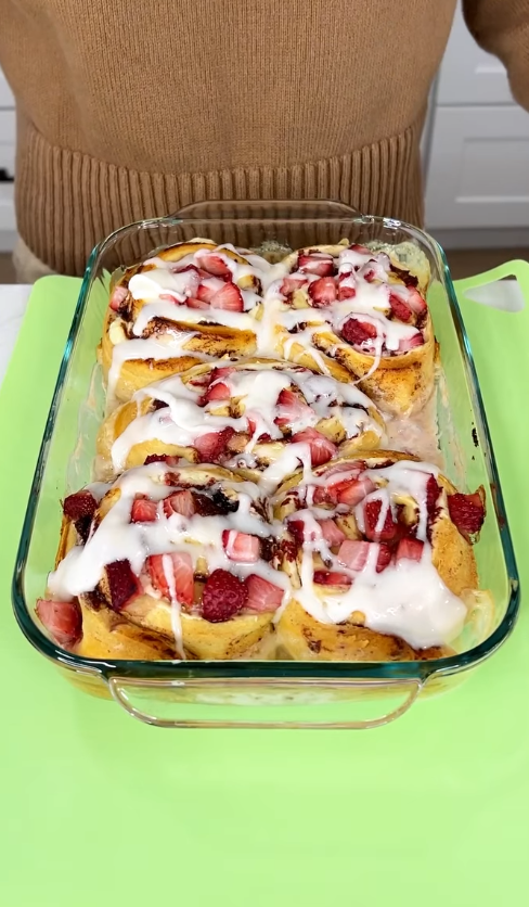 Strawberry cheesecake cinnamon rolls made better