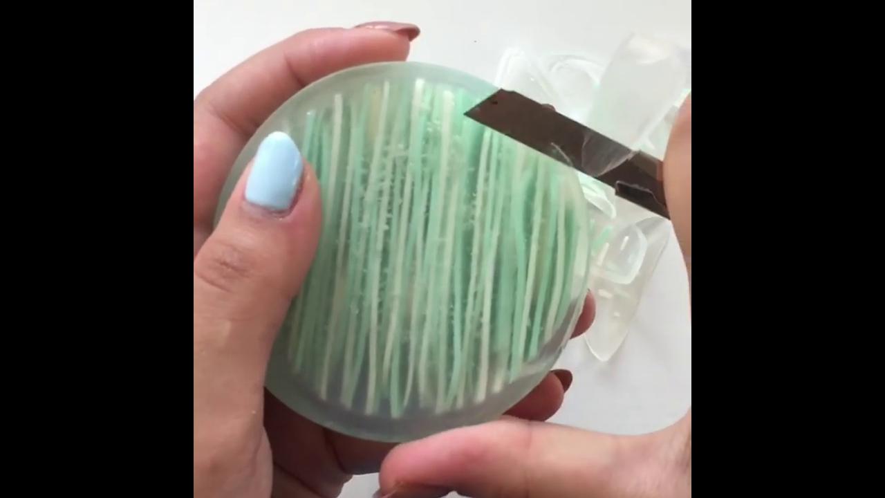 Clear Green Bar Soap Slicing In Bits