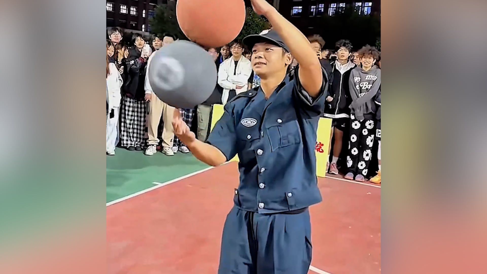 Security guard wows students with pro-level basketball skills