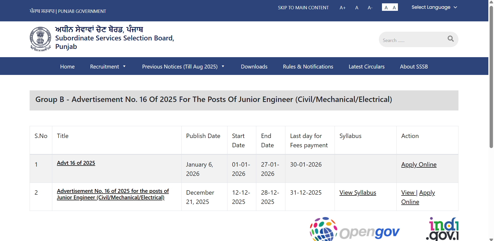 PSSSB junior engineer recruitment 2026: Registration window closes ...