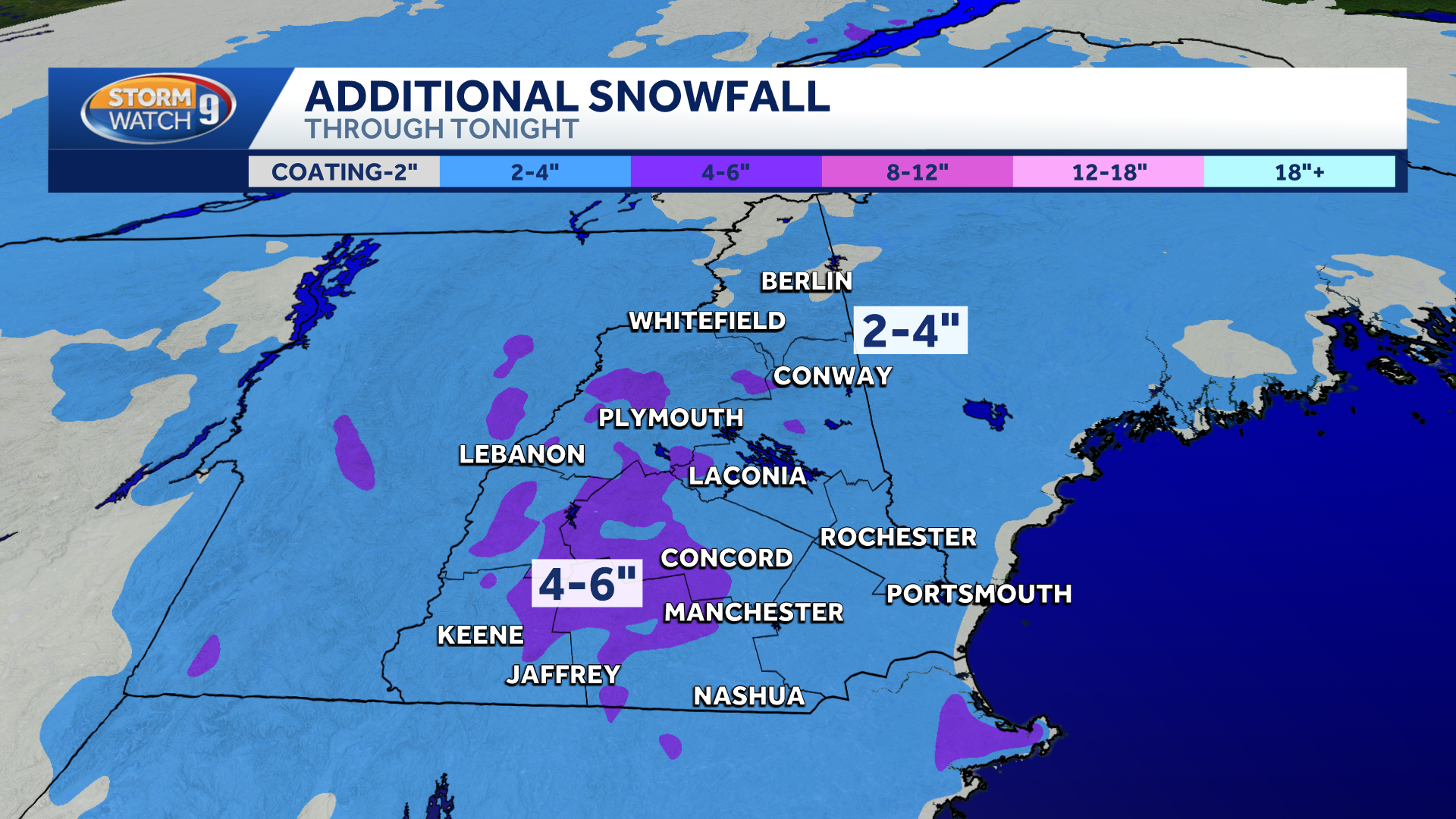 Snow piles up across New Hampshire, more to come through Monday