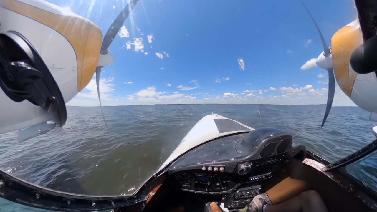 Watch inside as this aircraft lands directly on open water