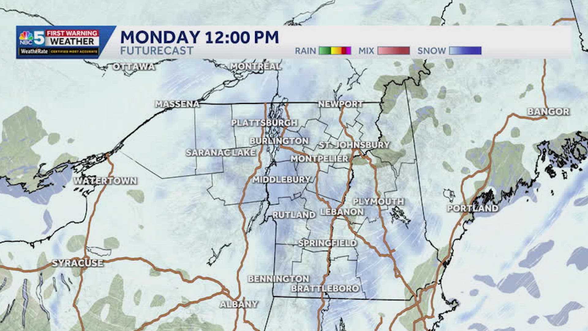 Video timeline: See when the snow clears out for Vermont, New York