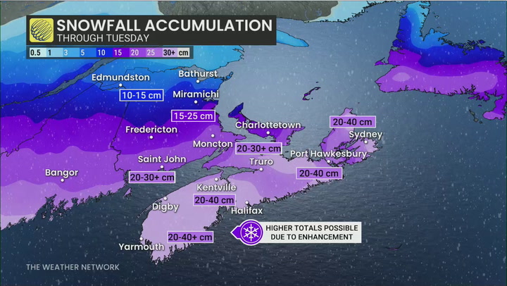 Tracking 30-40+cm of snow in the Maritimes