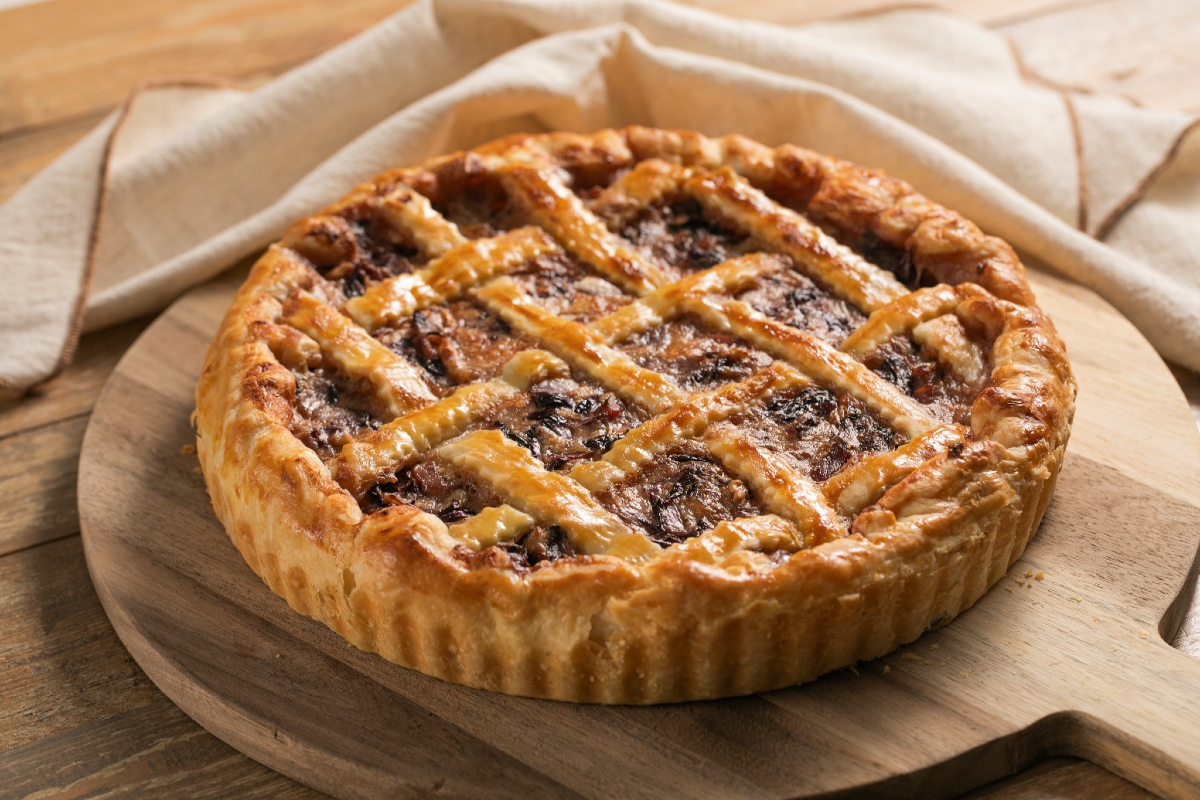 Savory radicchio and gorgonzola tart