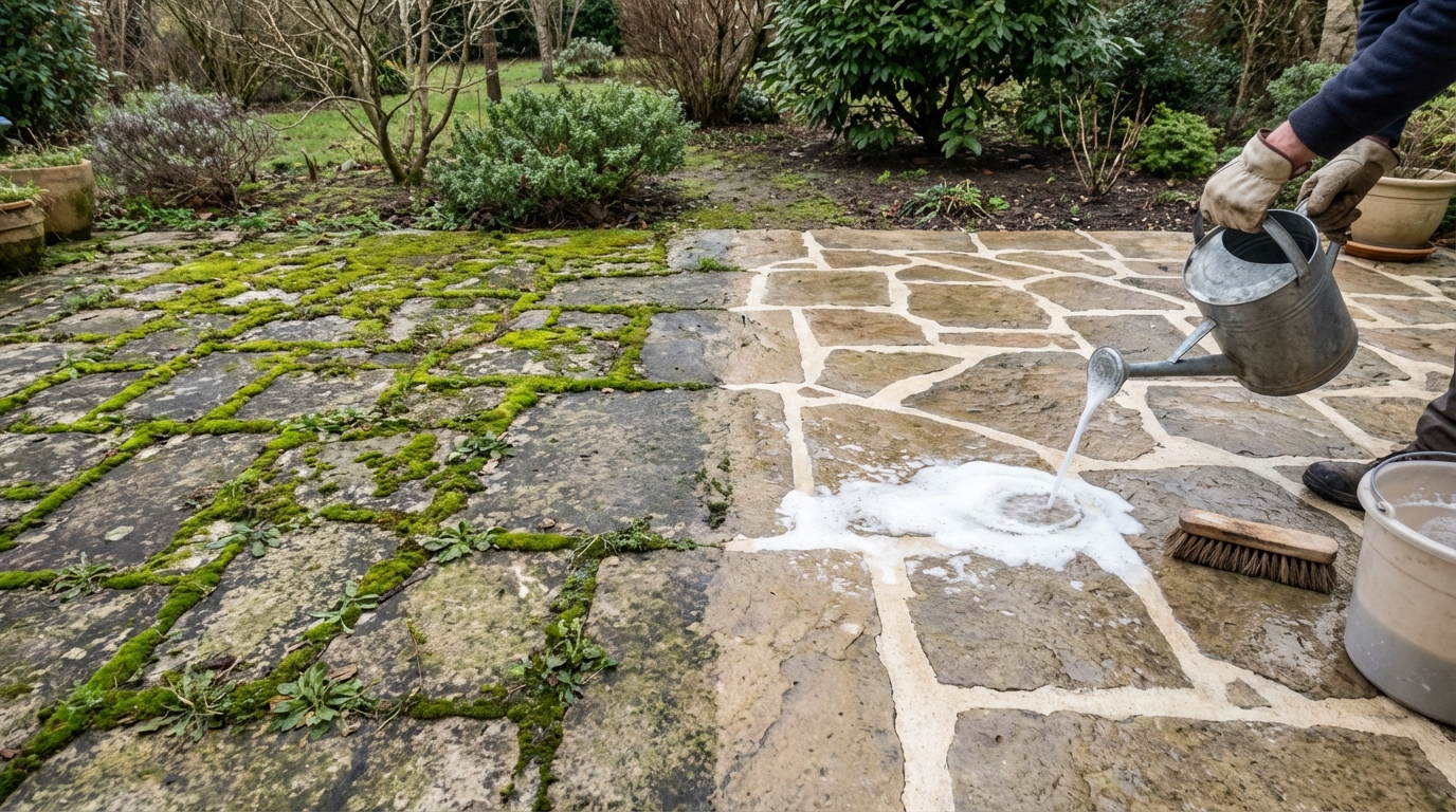 Patio glissant et joints envahis : ce produit de votre cuisine stoppe ...