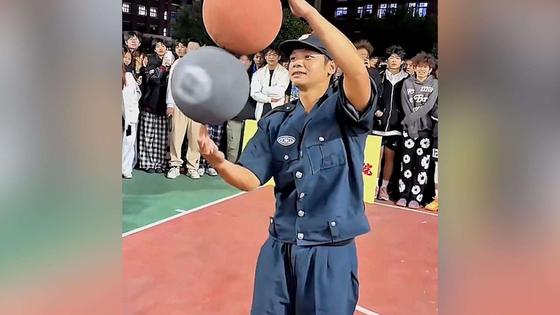 Security guard wows students with pro-level basketball skills