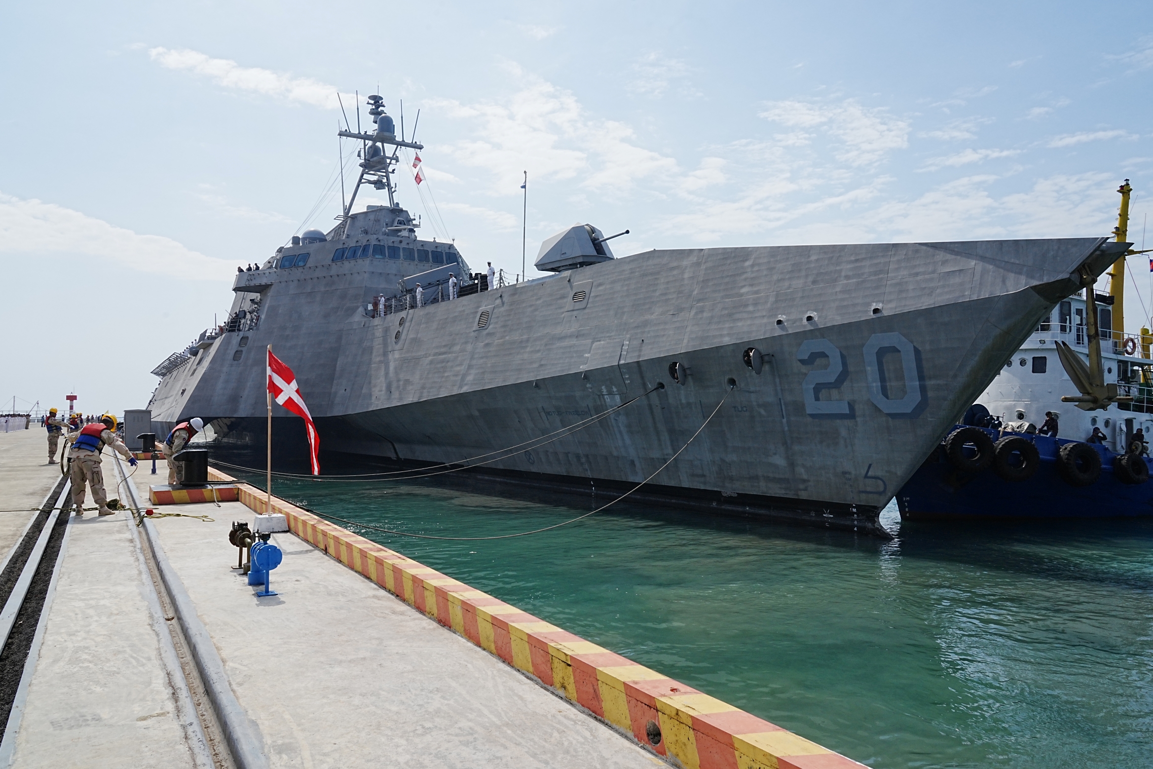 US warship visits China-funded naval base