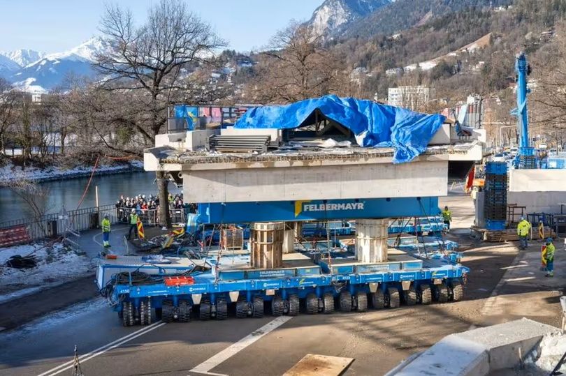 Engineers move 1,400 ton bridge 100 metres without using a single crane