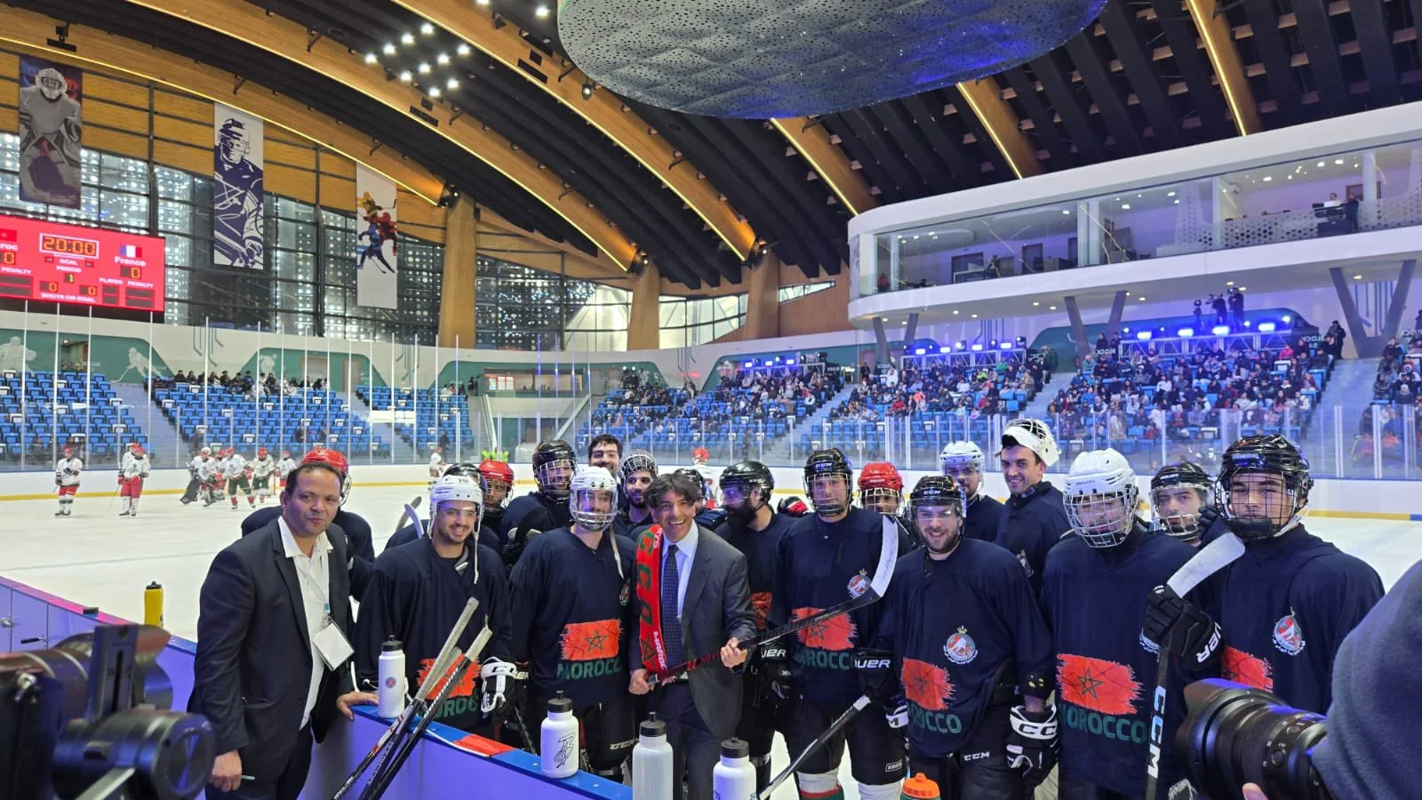 Morocco inaugurates its first Olympic-size ice rink with a hockey match