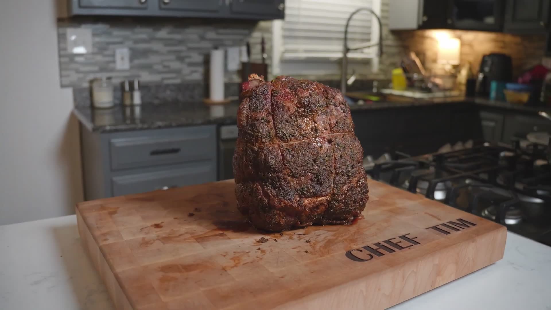 Holiday prime rib with perfect rib cap