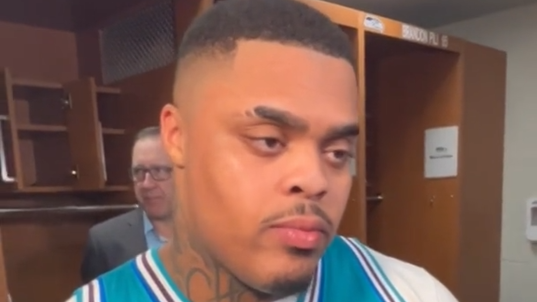 Byron Murphy in Seahawks locker room following NFC title game win over Rams