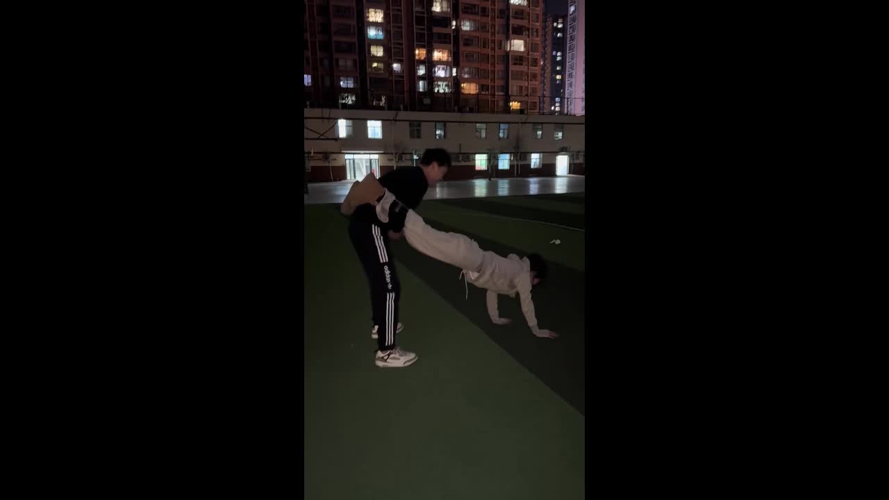 Friends spin in human propeller in Hebei, China