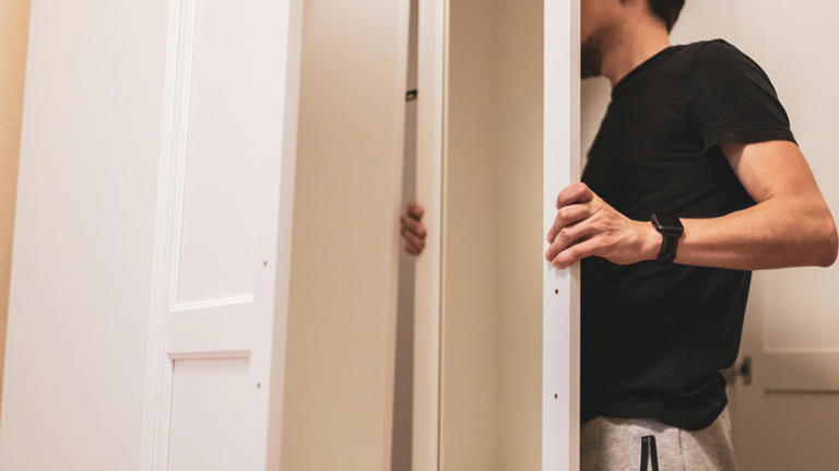 How to turn an old closet door into a charming coffee bar with built-in ...