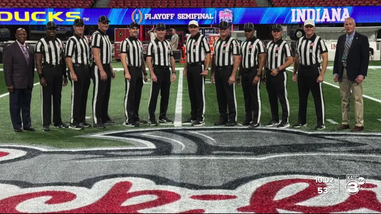 Daniel Gautreaux represents Lafayette while officiating Peach Bowl