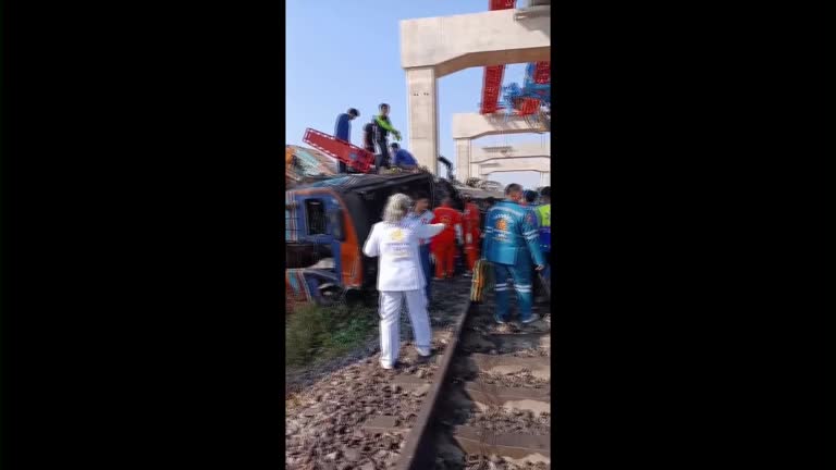 Victims extracted from train carriage after crane accident in Thailand
