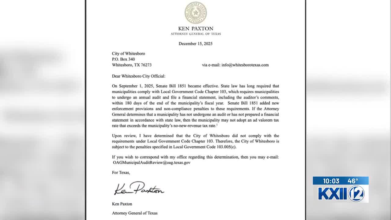 Texas attorney general says Whitesboro violated recently passed state ...