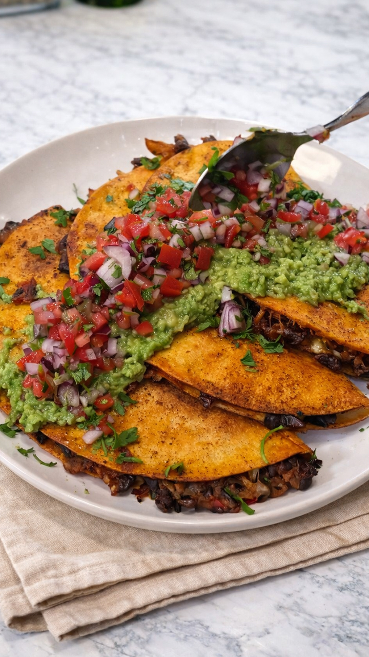 Making vegan crispy tacos with black bean filling