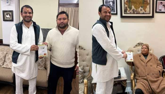Tej Pratap Yadav meets Lalu-Rabri, invites Tejashwi for dahi-chuda feast