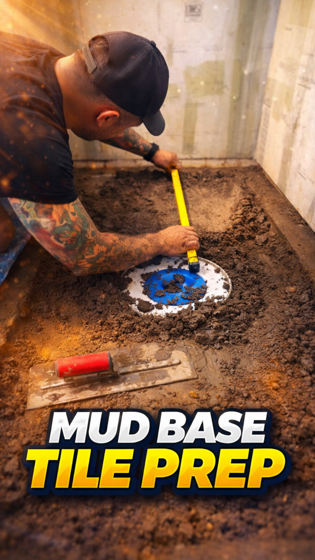 Laying the mud base before installing tile