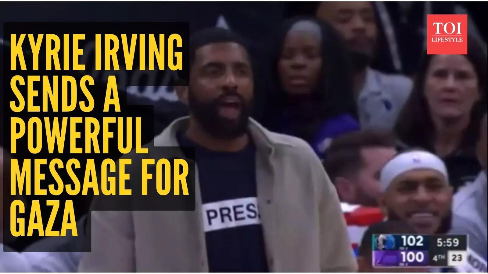 Watch: NBA superstar Kyrie Irving wears ‘PRESS’ shirt at Mavericks–Jazz ...