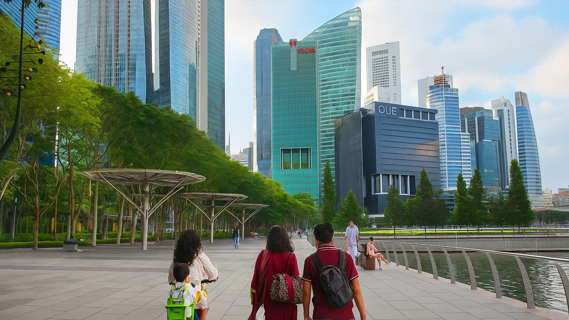 Walking through Marina Bay Sands Bayfront Singapore