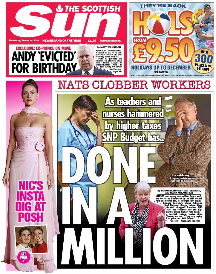 Scotland's papers: Mansion tax 'raid' and low earners to keep more pay