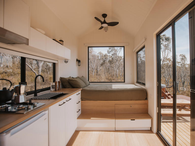 The new tiny home offering views of a Blue Mountains icon