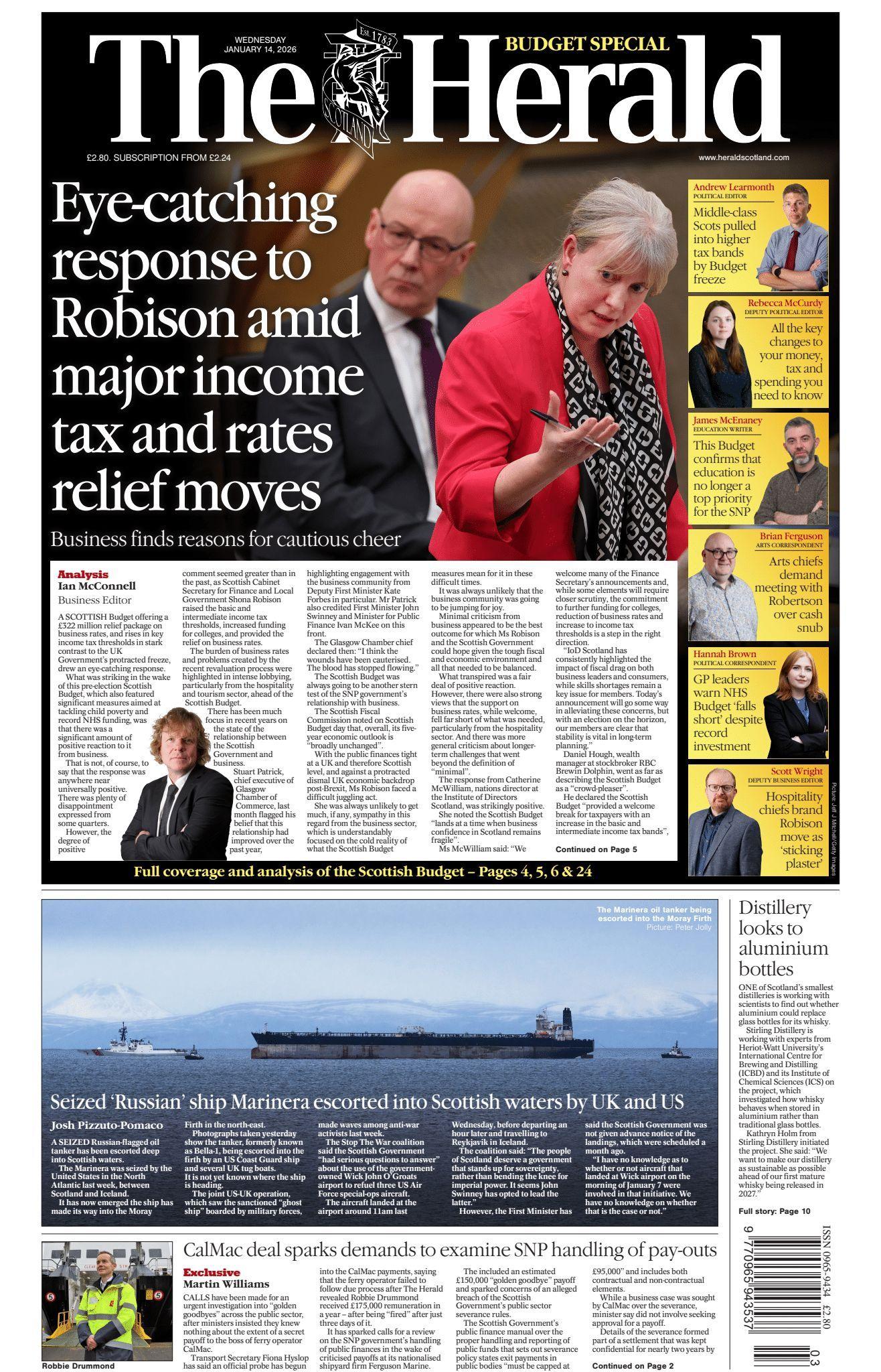 Scotland's papers: Mansion tax 'raid' and low earners to keep more pay