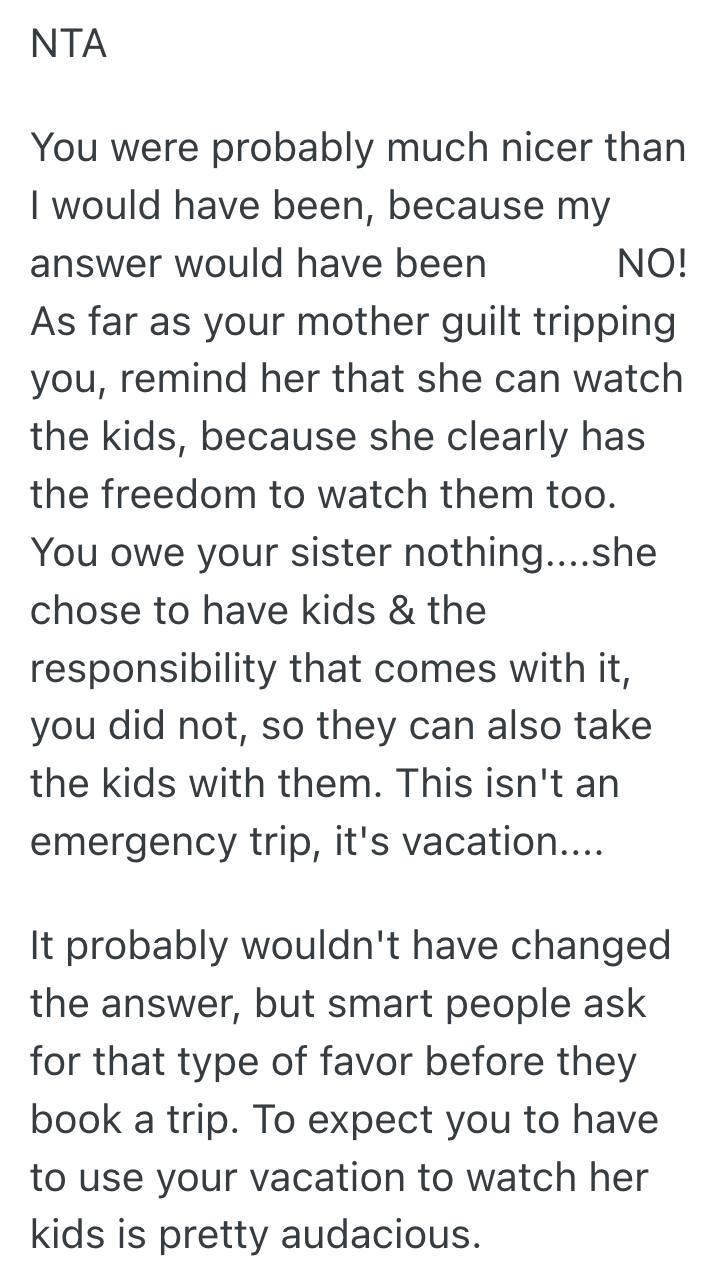 Childfree aunt was expected to drop everything to babysit her sister’s ...