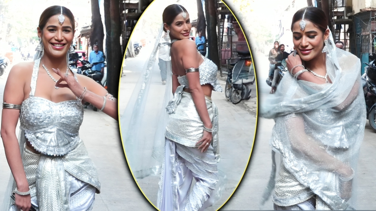 Slayyy: Poonam Pandey ka apsara avatar! Shiny silver shimmery look ...