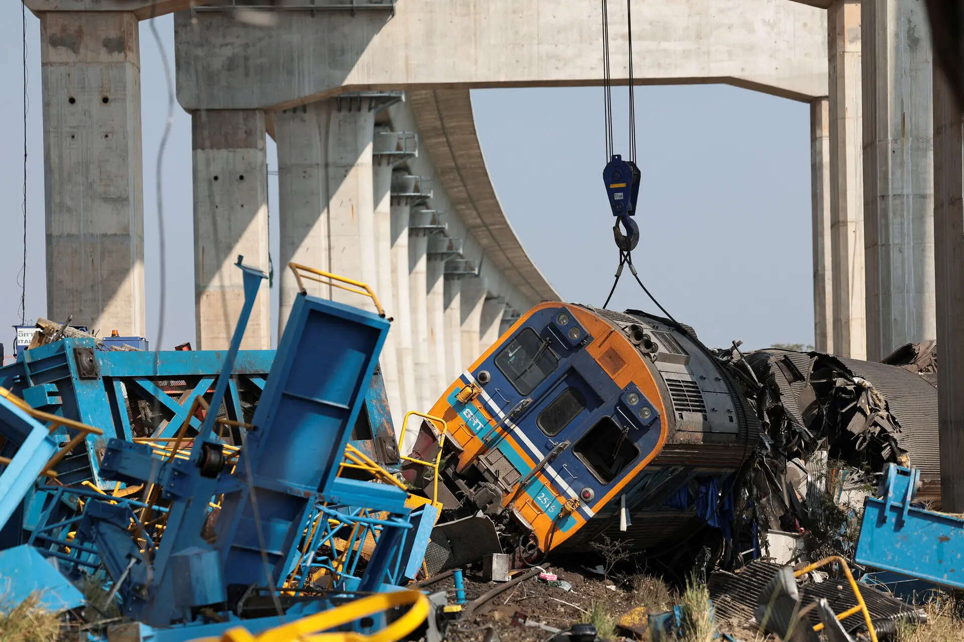 Crane collapse derails train in Thailand, killing at least 25: police