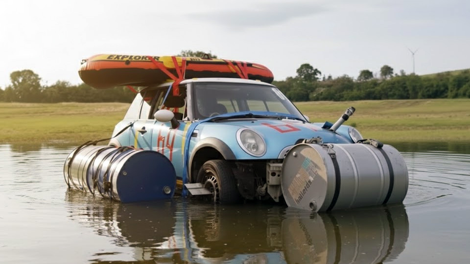 Testing a homemade amphibious car