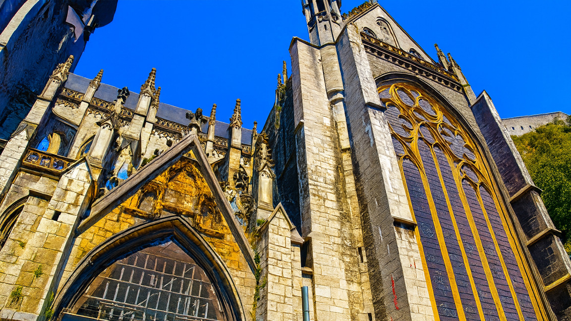 Historic Dinant church and citadel walk