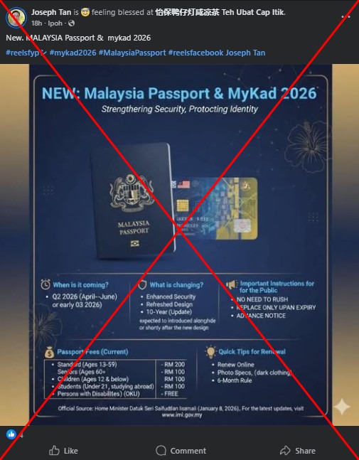 Infographic of new Malaysian passport and ID card is AI-generated
