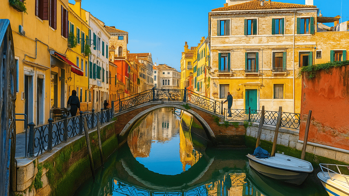 Walking through Venice’s classic canal streets