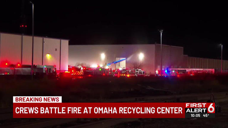 Omaha firefighters respond to fire at recycling center