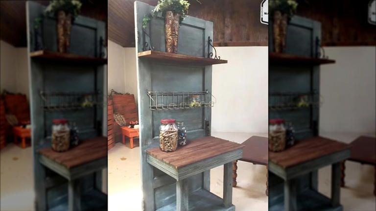 How to turn an old closet door into a charming coffee bar with built-in ...