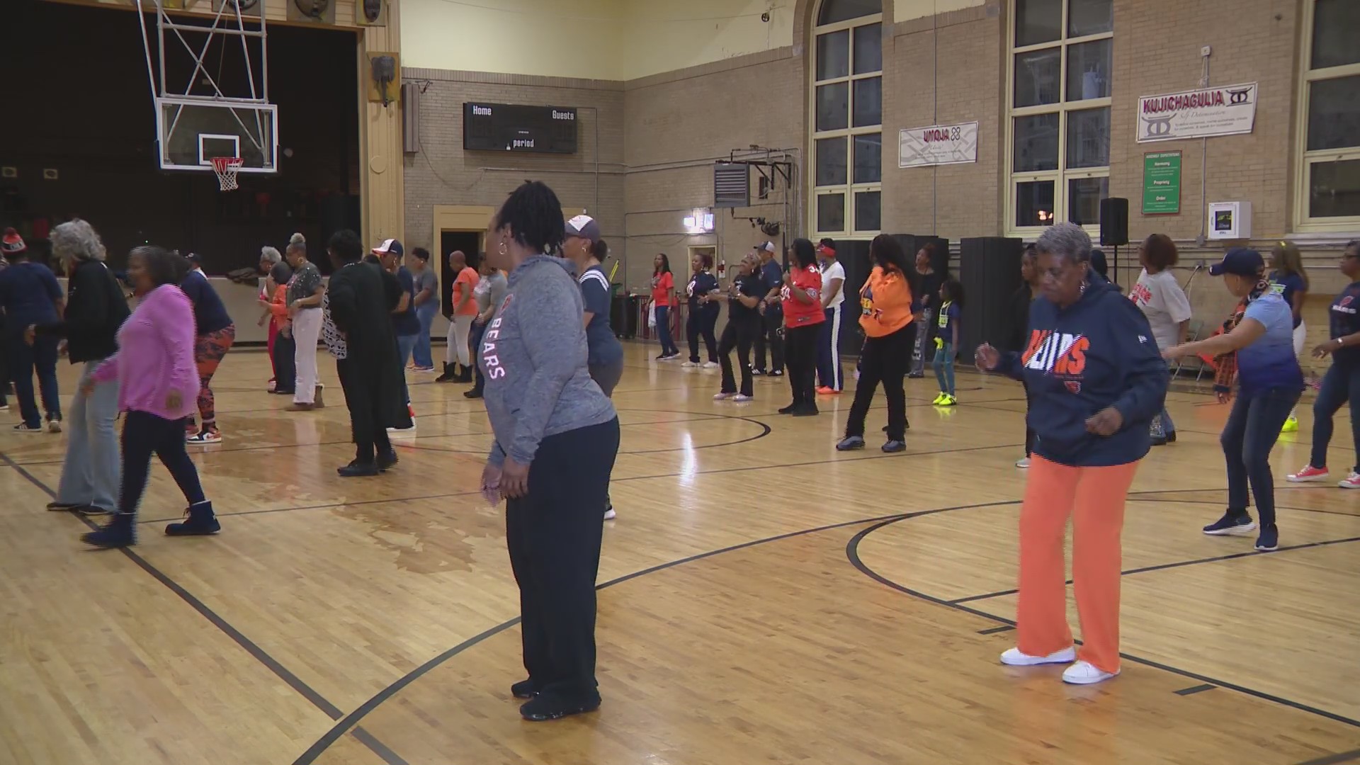 Chicago Bears fans celebrate historic win with soul line dancing