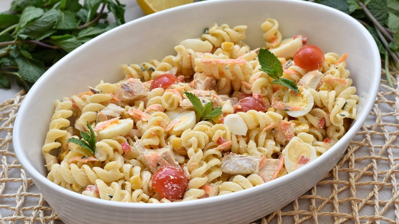 Pasta salad with quick and easy yogurt sauce | Refreshing & healthy recipe