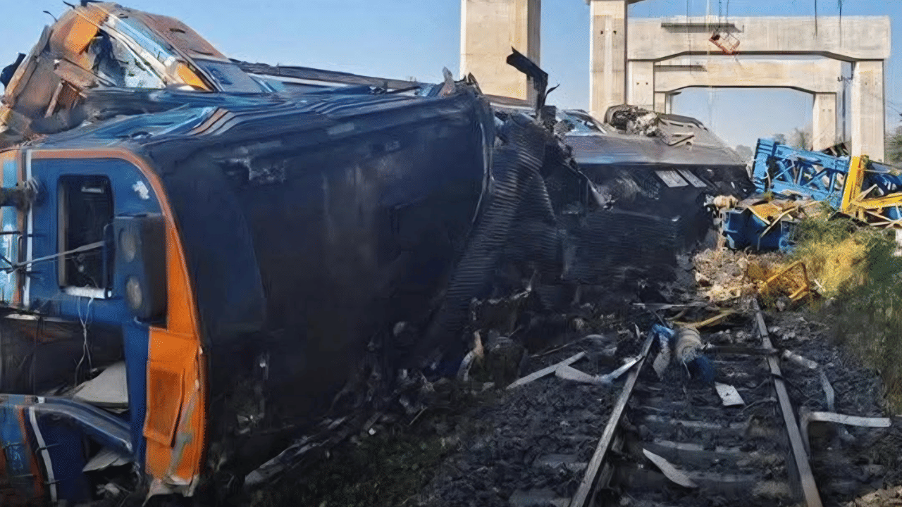 At least 22 dead after crane falls onto moving train in Thailand