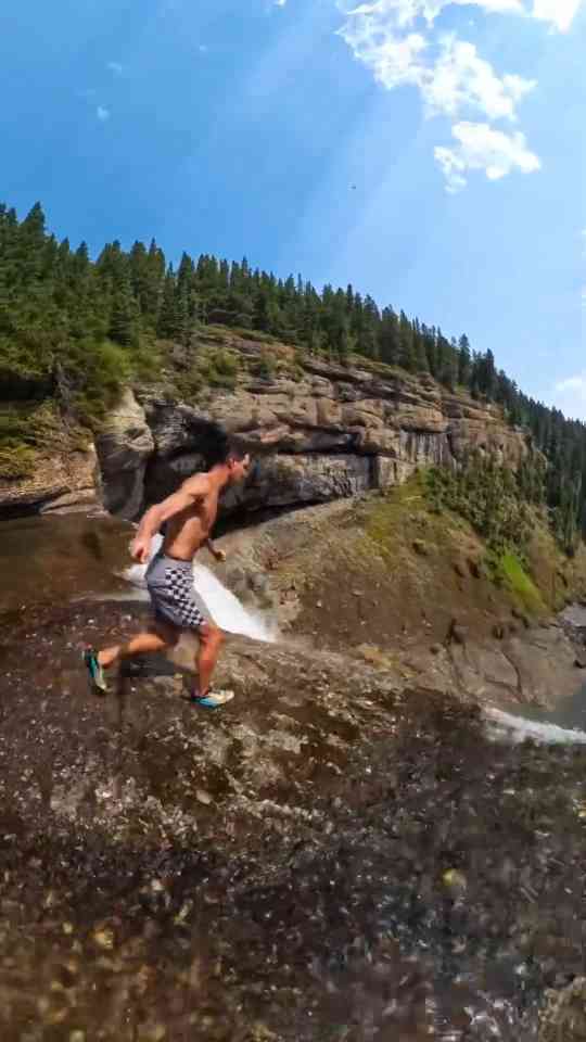 Incredible 30m cliff jump flight