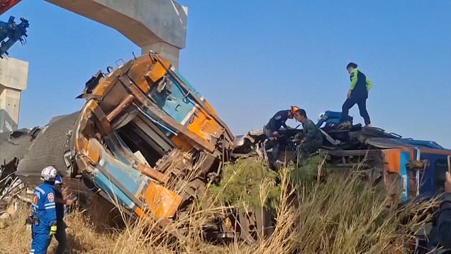 More than 20 dead after crane collapses onto train in Thailand