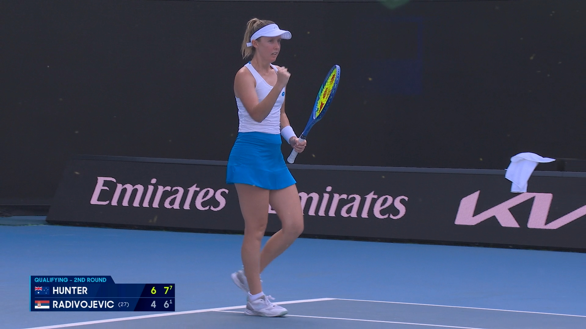 Hunter fist bumps another qualifying win