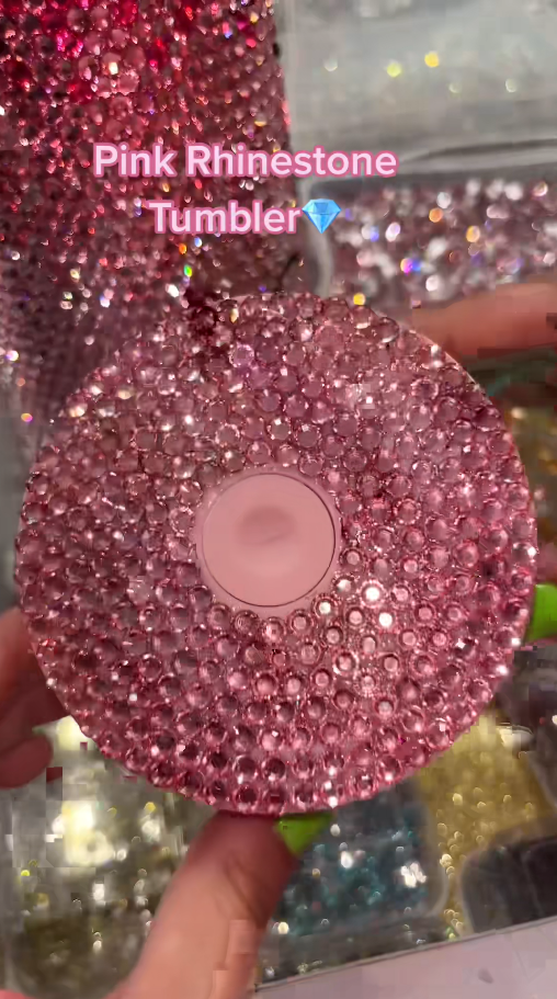 Pink rhinestone tumbler - satisfying bedazzling DIY