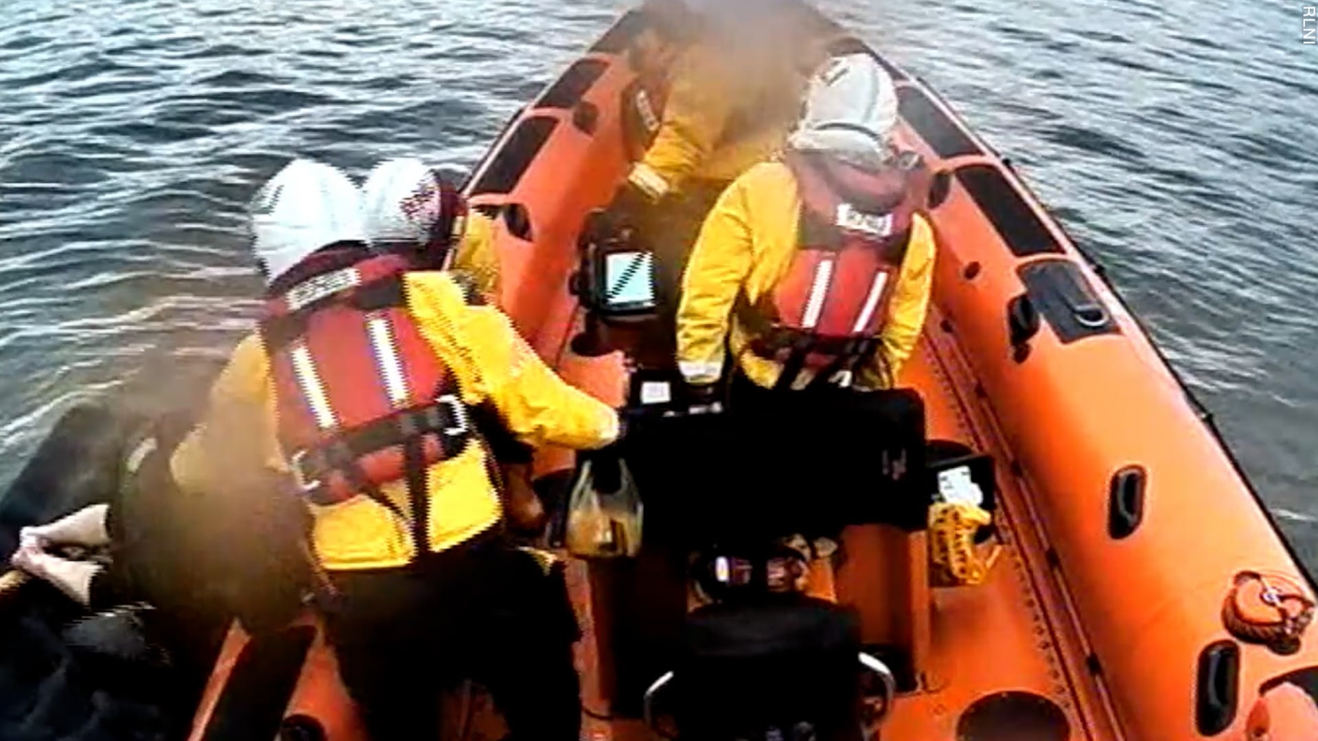 Lifeboat rescues person stranded on inflatable mattress